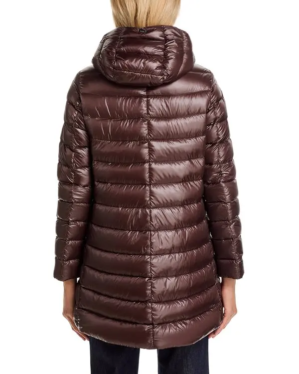 Herno Quilted Hooded A-line Coat - Chocolate