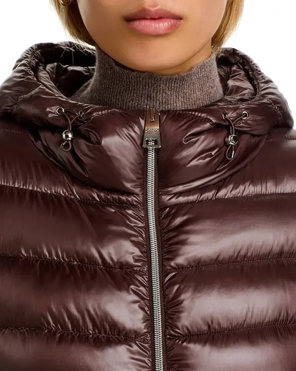 Herno Quilted Hooded A-line Coat - Chocolate