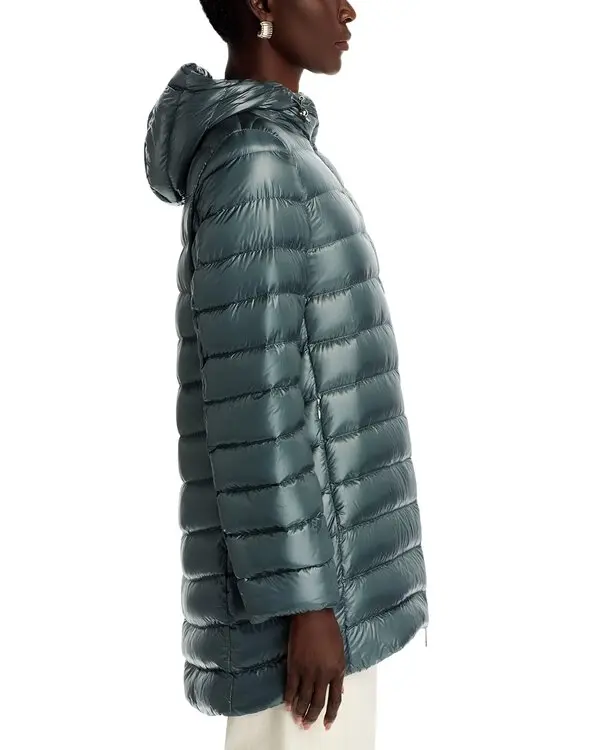Herno Quilted A-line Hooded Coat - Peacock Blue