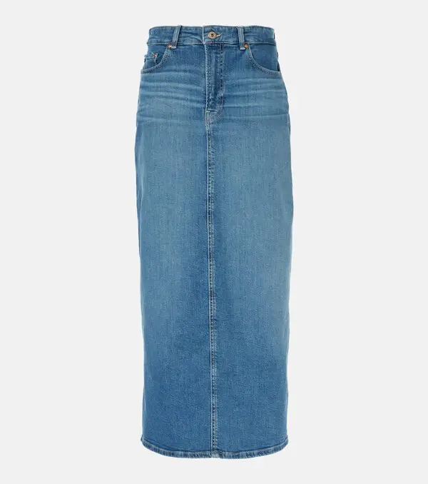 Ag High-rise Denim Midi Skirt - Blue