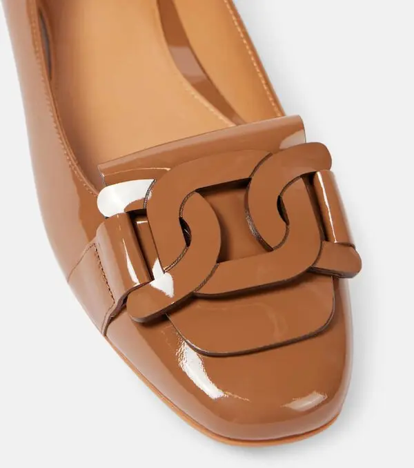 TOD'S Kate Patent Leather Ballerinas - Brown