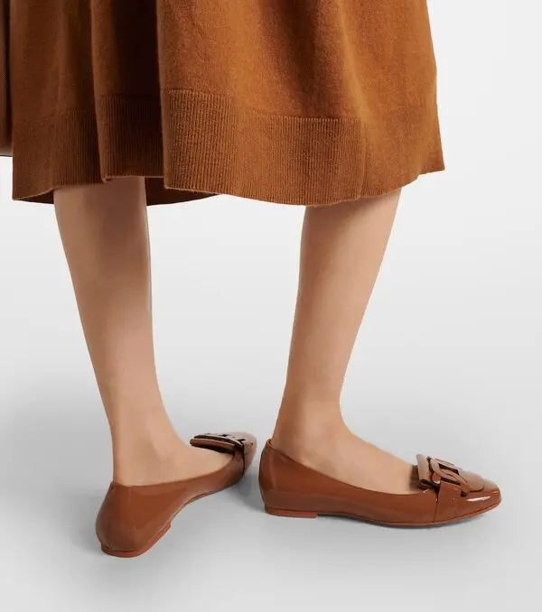 TOD'S Kate Patent Leather Ballerinas - Brown