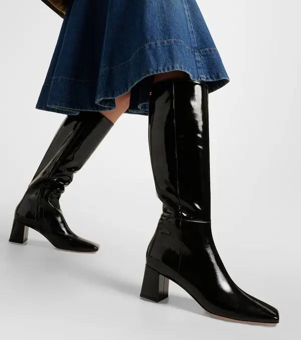 GIANVITO ROSSI 55 Patent Leather Knee-high Boots