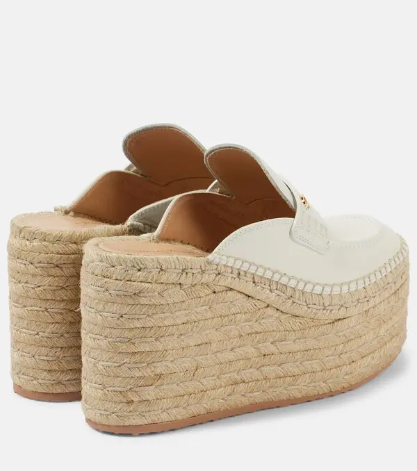GIANVITO ROSSI Leather Espadrille Wedges - White