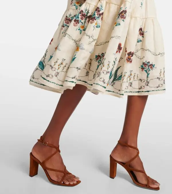 Agua Bendita Lima Florero Embroidered Linen Midi Dress In White - 50% Off |  Editorialist