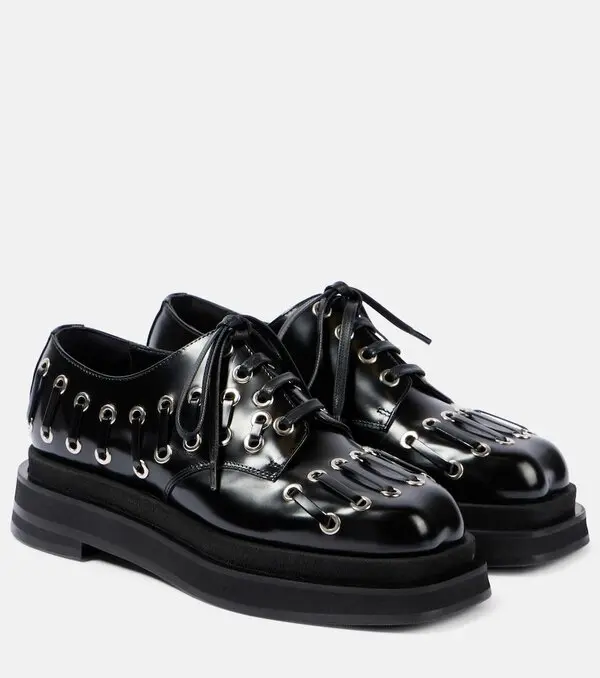 Simone Rocha Heart Toe Leather Platform Brogues - Black