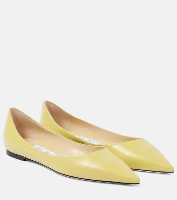 JIMMY CHOO Love Leather Ballet Flats - Yellow