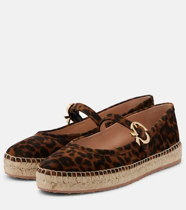 GIANVITO ROSSI Elda Leopard Print Suede Espadrilles