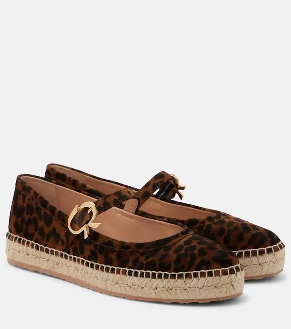 GIANVITO ROSSI Elda Leopard Print Suede Espadrilles - Brown