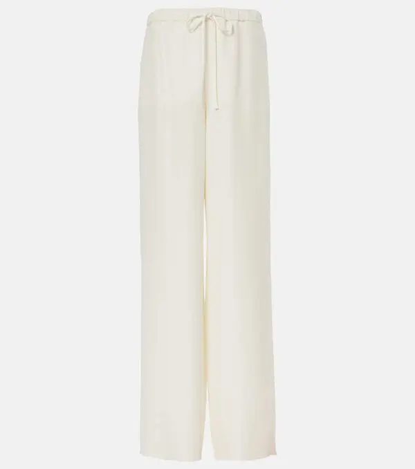 Valentino Garavani Cady Couture High-rise Wide-leg Pants - White