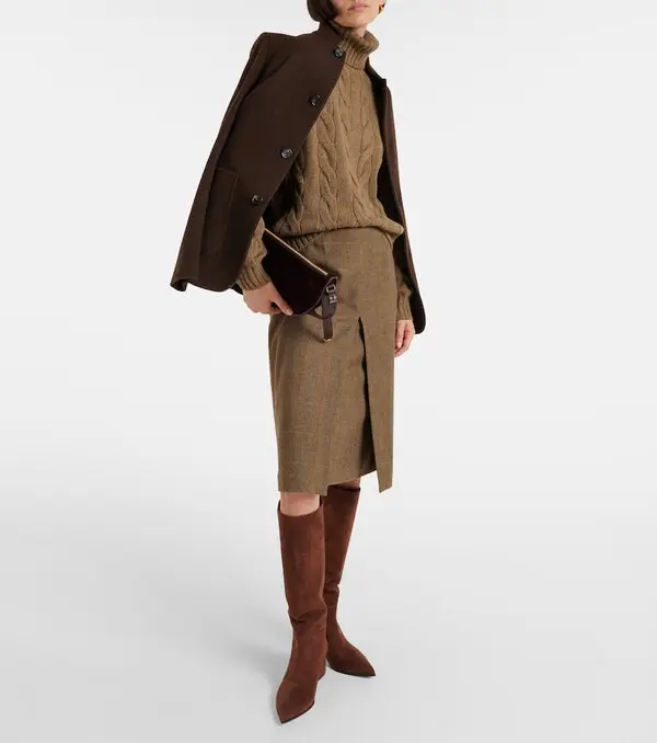 GIANVITO ROSSI 45 Suede Knee-high Boots - Brown