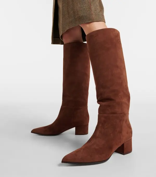 GIANVITO ROSSI 45 Suede Knee-high Boots - Brown