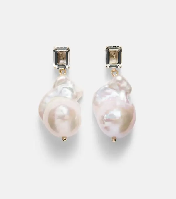 Mateo 14kt Drop Earrings With Amethysts And Baroque Pearls - Gold