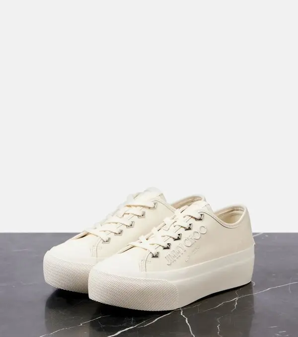 Jimmy Choo Palma Maxi Platform Sneakers In White - 30% Off