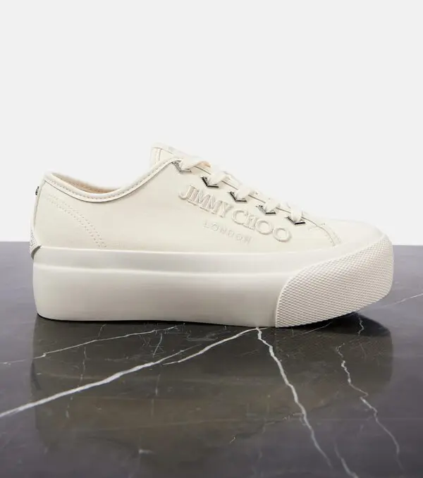Jimmy Choo Palma Maxi Platform Sneakers In White - 30% Off