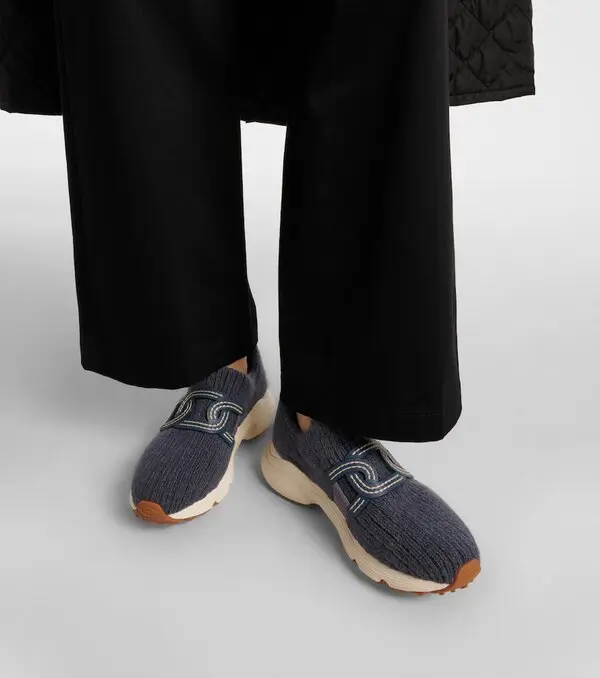 TOD'S Kate Knitted Sneakers Grigio Brooklyn - Blue