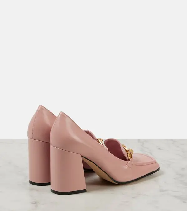 JIMMY CHOO Diamond Tilda 85 Leather Loafer Pumps