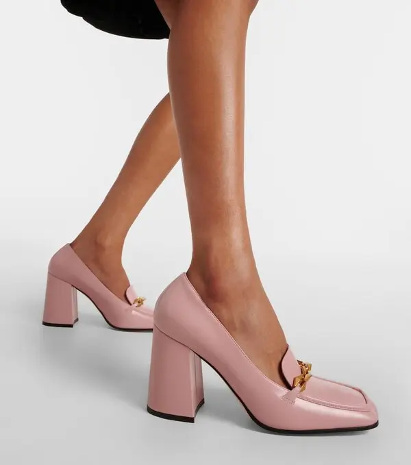 JIMMY CHOO Diamond Tilda 85 Leather Loafer Pumps