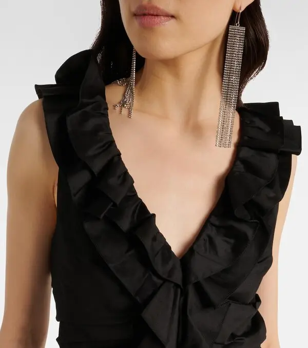 Carolina Herrera Ruffled Cotton-blend Midi Dress - Black