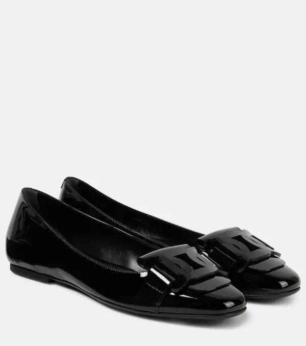 TOD'S Kate Patent Leather Ballerinas - Black