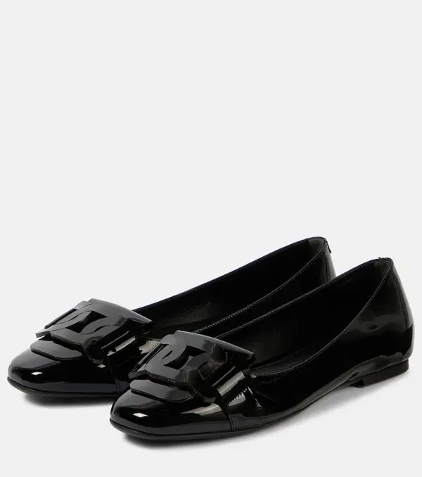TOD'S Kate Patent Leather Ballerinas - Black