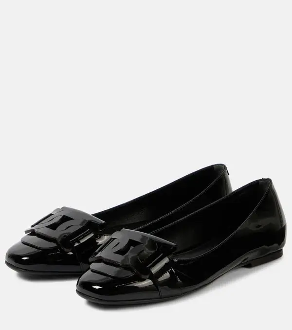 TOD'S Kate Patent Leather Ballerinas - Black
