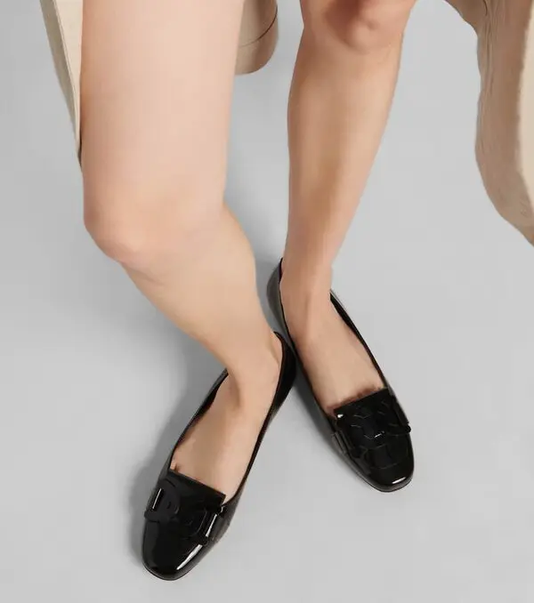 TOD'S Kate Patent Leather Ballerinas - Black