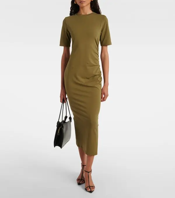 Vince Cotton-blend Jersey Midi Dress - Green