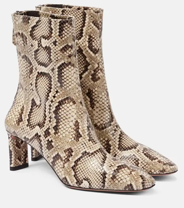 AQUAZZURA Blade Snake-effect Leather Ankle Boots