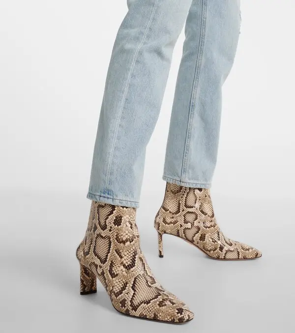 AQUAZZURA Blade Snake-effect Leather Ankle Boots
