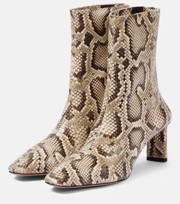 AQUAZZURA Blade Snake-effect Leather Ankle Boots