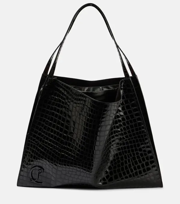CHRISTIAN LOUBOUTIN Le 54 Croc-effect Leather Shoulder Bag - Black