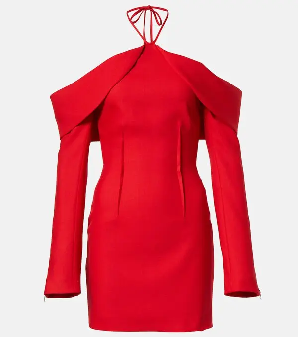 David Koma Wool-blend Minidress - Red
