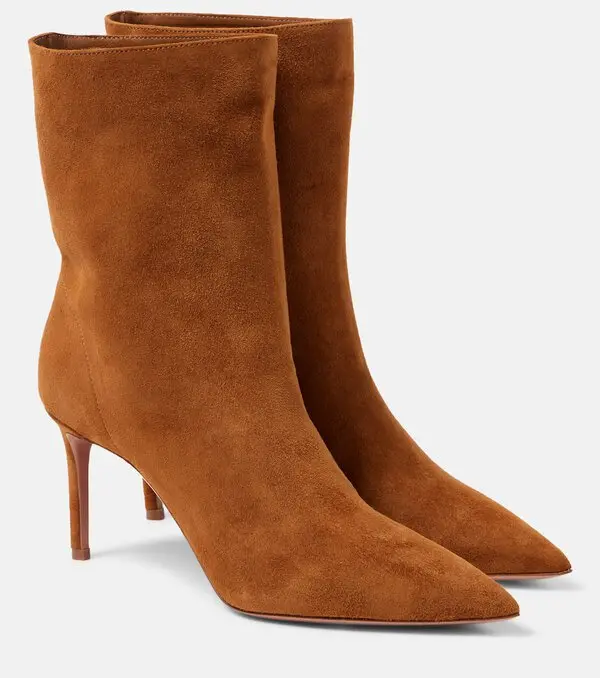 AQUAZZURA Matignon Suede Booties - Brown