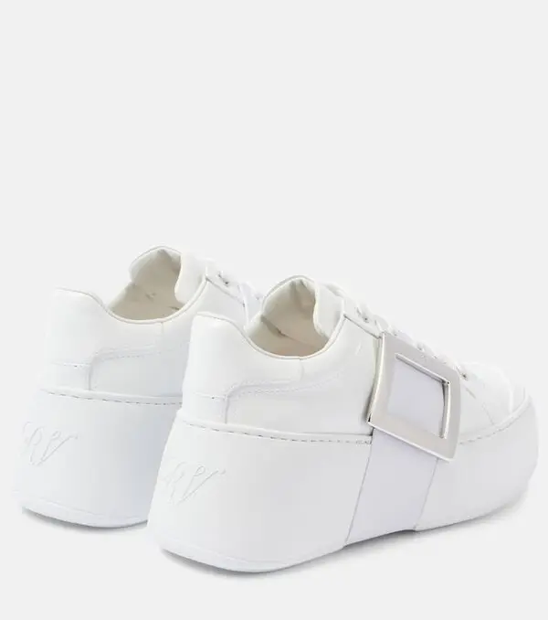 ROGER VIVIER Viv' Skate Leather Sneakers - White