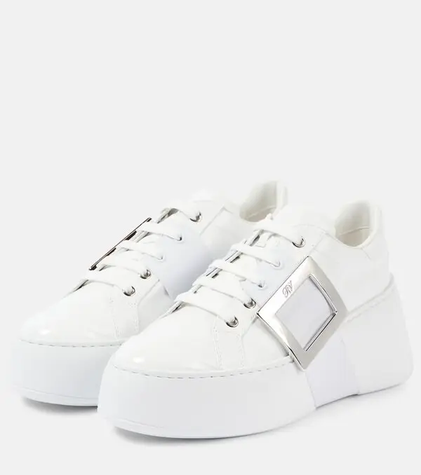ROGER VIVIER Viv' Skate Leather Sneakers - White