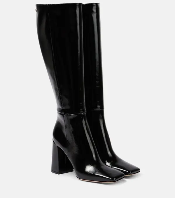 GIANVITO ROSSI 95 Patent Leather Knee-high Boots - Black