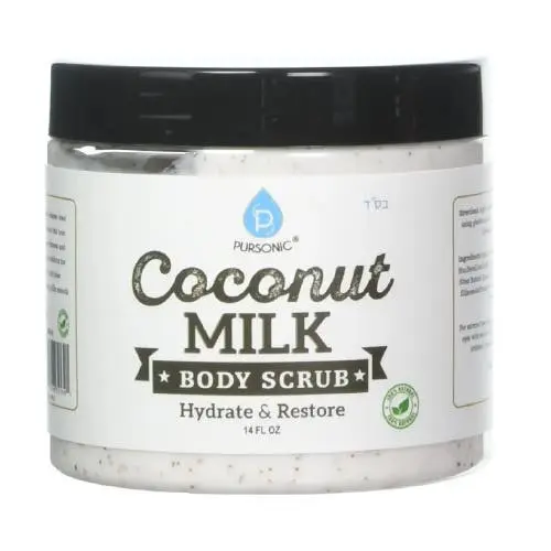 PURSONIC 100% Natural Coconut Milk Body Scrub 14oz - White