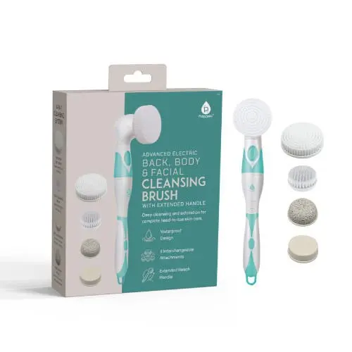 PURSONIC Face & Body Brush With Extended Handle - Aqua