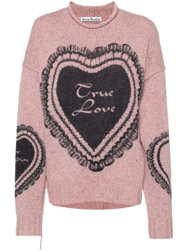 Acne Studios Heart-print Chunky-knit Jumper