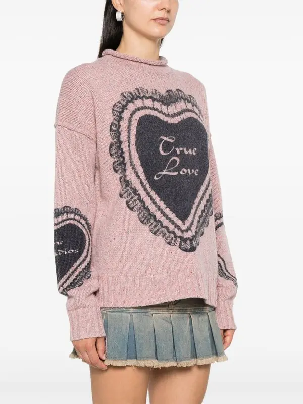Acne Studios Heart-print Chunky-knit Jumper
