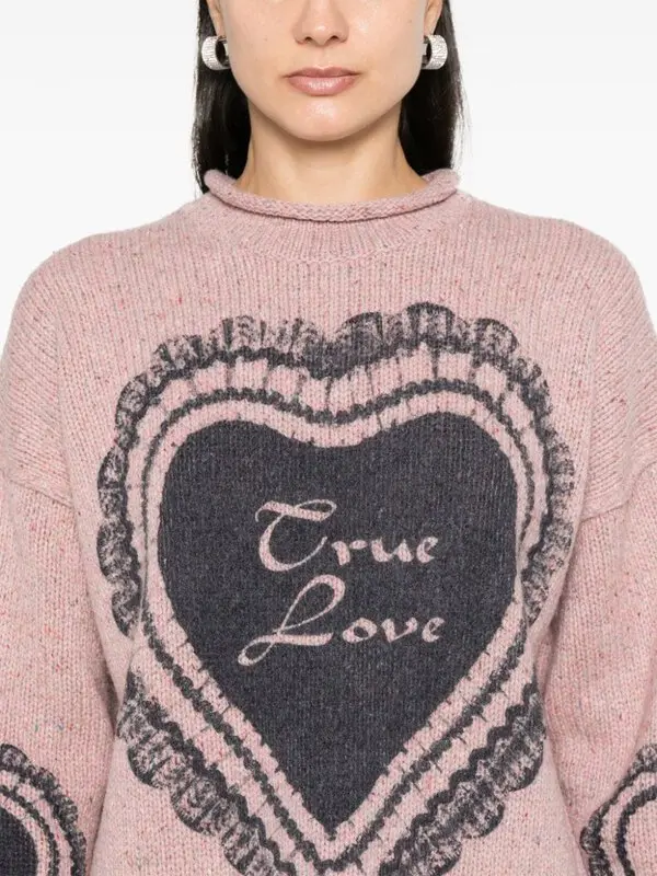 Acne Studios Heart-print Chunky-knit Jumper