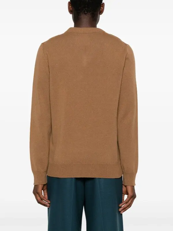 JIL SANDER V-neck Ribbed-knit Jumper - Brown