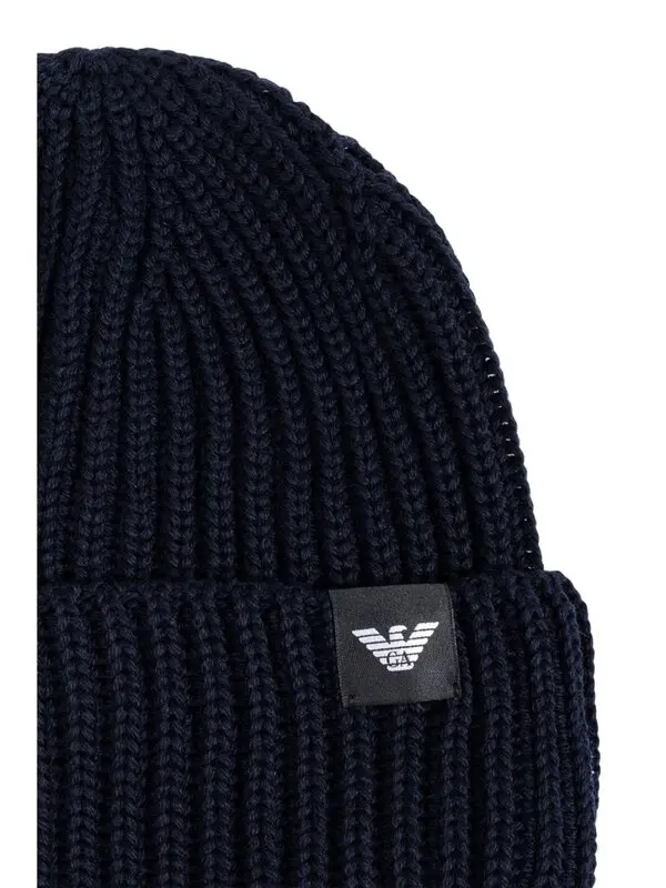 Emporio Armani Logo-patch Knitted Beanie