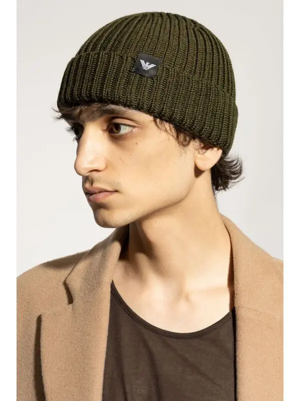 Emporio Armani Logo-patch Knitted Beanie