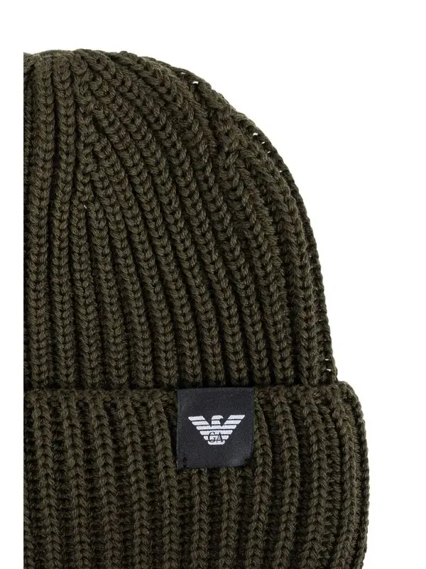Emporio Armani Logo-patch Knitted Beanie
