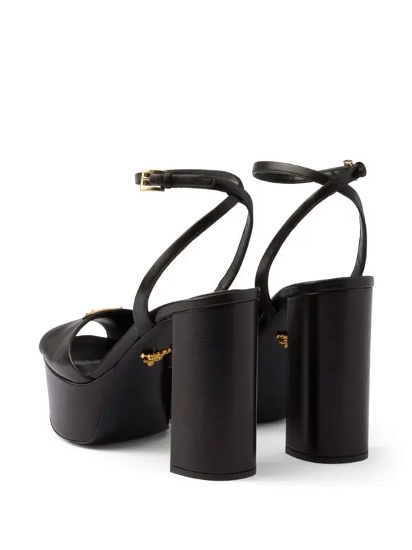 Prada 115mm Leather Platform Sandals - Black