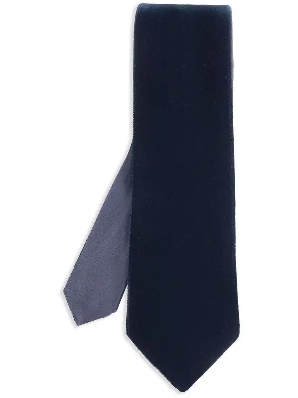 Giorgio Armani Velvet-effect Tie - Blue