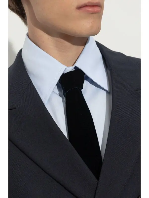 Giorgio Armani Velvet-effect Tie - Blue