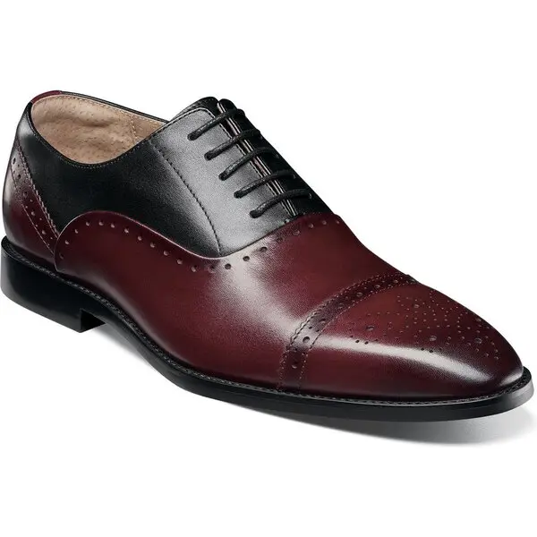 STACY ADAMS Reynolds Cap Toe Oxford - Burgundy Multi
